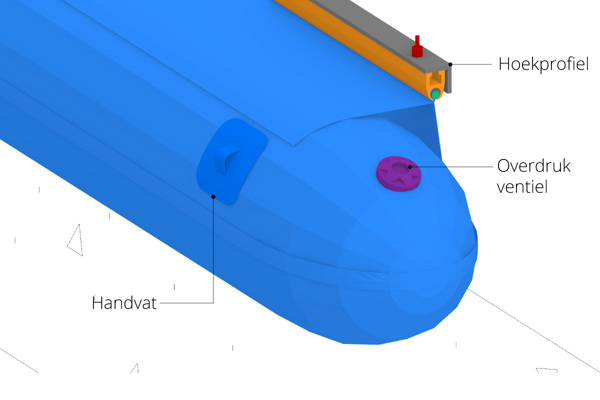 Opblaasbaar valbeveiliging systeem